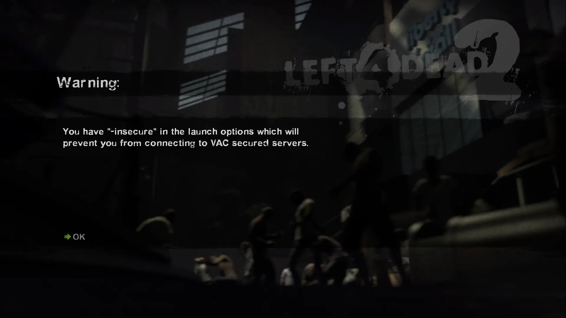 Left 4 Dead 2: How to Fix the "-insecure" Error