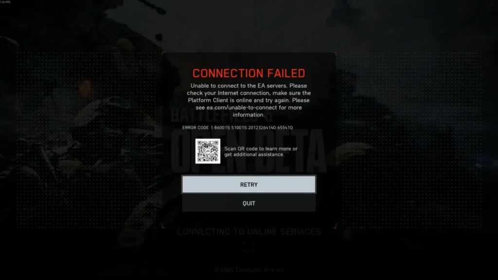 Battlefield 6 Error Code 1:86001S — Causes and Fixes